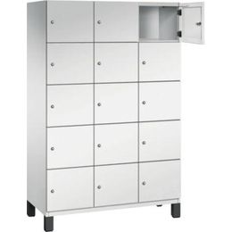 C+P Schlie&szlig;fachschrank Cambio, 3 Abteile, 15 F&auml;cher, auf F&uuml;&szlig;en, B 1200 x T 525 x H 1980 mm, lichtgrau