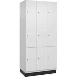 C+P Schlie&szlig;fachschrank Cambio, 3 Abteile, 9 F&auml;cher, mit Sockel, B 900 x T 525 x H 1980 mm, verkehrswei&szlig;