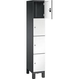C+P Schlie&szlig;fachschrank Cambio, 1 Abteil, 4 F&auml;cher, auf F&uuml;&szlig;en, B 300 x T 525 x H 1980 mm, schwarzgrau/wei&szlig;