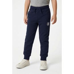 Jogginghose Converse "SIGNATURE FLEECE CHUCK PATCH JOGGER - f&uuml;r Kinder", Jungen, Gr. 128, N-Gr, blau (obsidian, wei&szlig;), Sweatware, Obermaterial: 60% Baumwolle, 40% Polyester, bedruckt, unifarben, Hosen Jogginghose, f&uuml;r Kinder