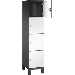 C+P Schlie&szlig;fachschrank Cambio, 1 Abteil, 4 F&auml;cher, auf F&uuml;&szlig;en, B 400 x T 525 x H 1980 mm, schwarzgrau/wei&szlig;
