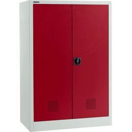 Sch&auml;fer Shop Sch&auml;fer Shop Select Umweltschrank, B 950 x T 500 x H 1585 mm, 3 Wannen &agrave; 18 Liter, lichtgrau/rubinrot