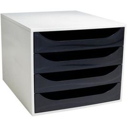 Exacompta ECOBOX Schubladenbox 4 Sch&uuml;be Himbeerfarben, A4/A4+, offene Front, leise, Sicherheitsstopp