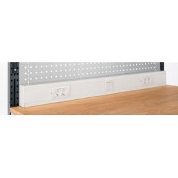 Sch&auml;fer Shop Sch&auml;fer Shop Pure Energieleiste f&uuml;r AST31 Tischaufbau mit H 1615 mm, anschlussfertig, 4 x Steckdosen, 1 x Schalter, B 1430 x T 60 x H 100 mm, Kunststoff, lichtgrau