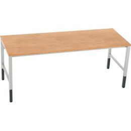 Sch&auml;fer Shop Sch&auml;fer Shop Pure Arbeitstisch AST31, manuell h&ouml;henverstellbar, Multiplex-Platte, 4-Fu&szlig;, bis 500 kg, B 2000 x T 800 x H 805-1035 mm, lichtgrau/Buche