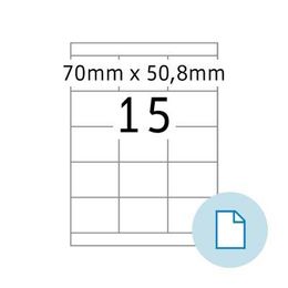 Blattetiketten Herma 8415, permanenthaftend, bedruckbar, B 70 x H 50,8 mm, Papier, wei&szlig;, 7500 St&uuml;ck/500 Blatt