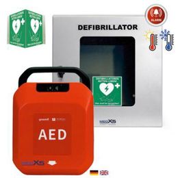 Defibrillator MEDX5 HeartSave YA, automatische Schockabgabe, Sprachausgabe DE/EN, IP55, klimatisierter Wandkasten inkl. Alarm, ohne HLW-Feedback-Sensor