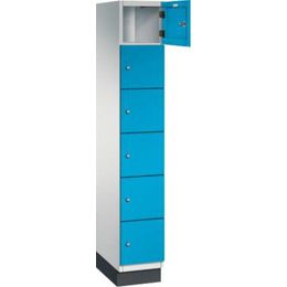 C+P Schlie&szlig;fachschrank Cambio, 1 Abteil, 6 F&auml;cher, mit Sockel, B 300 x T 525 x H 1980 mm, lichtgrau/lichtblau