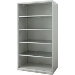 Sch&auml;fer Shop Sch&auml;fer Shop Genius Regalschrank FS, Stahl, mit Bel&uuml;ftungsl&ouml;chern, B 1055 x T 620 x H 1950 mm, 5 OH, Lichtgrau, bis 500 kg