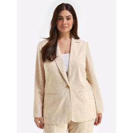 sheego Damen Leinenblazer mit Lurexfaden, champagner-goldfarben, Gr&ouml;&szlig;e 46