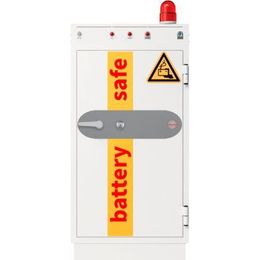 Batterietresor Phoenix Commander Pro BS1943K, 199 l, VDMA 24994:2024-08, 2 Fachb&ouml;den, Zylinderschloss, B 690 x T 710 x H 1385 mm, Stahl, signalwei&szlig; RAL 9003