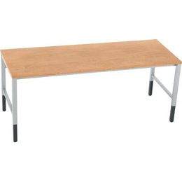 Sch&auml;fer Shop Sch&auml;fer Shop Pure Arbeitstisch AST31, manuell h&ouml;henverstellbar, Multiplex-Platte, 4-Fu&szlig;, bis 500 kg, B 2000 x T 800 x H 805-1035 mm, wei&szlig;aluminium/Buche