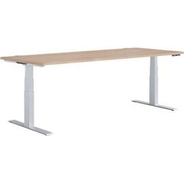 Sch&auml;fer Shop Sch&auml;fer Shop Genius Schreibtisch MODENA FLEX, elektrisch h&ouml;henverstellbar, Rechteck, T-Fu&szlig;, B 2000 x T 800 mm, Eiche/wei&szlig;alu