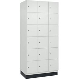 C+P Schlie&szlig;fachschrank Cambio, 3 Abteile, 18 F&auml;cher, mit Sockel, B 900 x T 525 x H 1980 mm, verkehrswei&szlig;