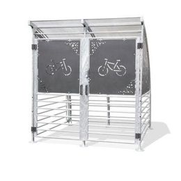 Fahrrad-Unterstand Mottez, f&uuml;r 6 Fahrr&auml;der oder 3 Fahrr&auml;der + 2 Motorr&auml;der, Sicherheitst&uuml;r mit Zahlenschloss, B 800 x T 3130 x H 1900 mm, anthrazit