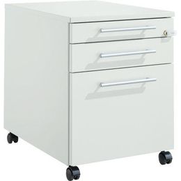 Sch&auml;fer Shop Sch&auml;fer Shop Pure Rollcontainer 126, Utensilienauszug + 2 Schubladen, abschlie&szlig;bar, eckige Metallgriffe, B 434 x T 600 x H 570 mm, lichtgrau/lichtgrau