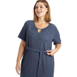 sheego Gro&szlig;e Gr&ouml;&szlig;en Stretchkleid mit Bindeg&uuml;rtel, rauchblau, Gr&ouml;&szlig;e 46 - Damen