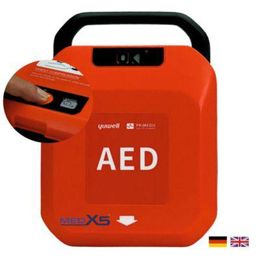 Defibrillator MEDX5 HeartSave Y, manuelle Schockabgabe, Sprachausgabe DE/EN, Grafikanzeige, IP55, ohne HLW-Feedback-Sensor