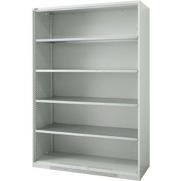 Sch&auml;fer Shop Sch&auml;fer Shop Genius Regalschrank FS, Stahl, mit Bel&uuml;ftungsl&ouml;chern, B 1343 x T 520 x H 1950 mm, 5 OH, Lichtgrau, bis 750 kg