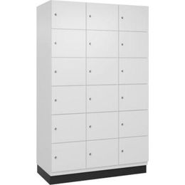 C+P Schlie&szlig;fachschrank Cambio, 3 Abteile, 18 F&auml;cher, mit Sockel, B 1200 x T 525 x H 1980 mm, verkehrswei&szlig;