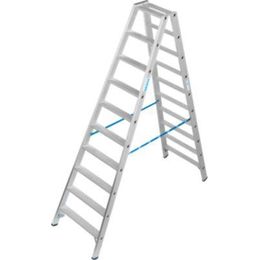 Krause STABILO Doppelleiter R13 2x10 Stufen, 80 mm Lochbild selbstreinigend, hochfeste Alu-Gelenke, SafetyCap