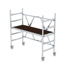 Munk Rollger&uuml;st, T&uuml;reng&auml;ngig, Aluminium-Rundrohr, Klapprahmen, bis 3,0 m Arbeitsh&ouml;he, trittsichere Plattform, &Oslash; 125 mm Lenkrollen, platzsparend, B 0,75 mm