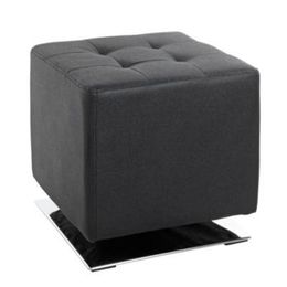 Hocker HAKU, drehbar, gepolstert, B 400 x T 400 x H 420 mm, Kunstleder und Stahl, schwarz-chrom
