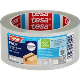 Packband Tesapack&reg; Eco & Ultra Strong EcoLogo&reg; 58297 , extrastarke Haftkraft, f&uuml;r Pakete bis 30 kg, rei&szlig;fest, UV-best&auml;ndig, 90 % PCR-PET, transparent, L 66 m x B 50 mm