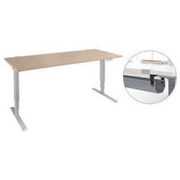 Sch&auml;fer Shop Sch&auml;fer Shop Genius Schreibtisch Aero Flex, elektrisch h&ouml;henverstellbar, B 1600 x T 800 x H 620-1280 mm, Eiche/wei&szlig;alu+ Kabelkanal