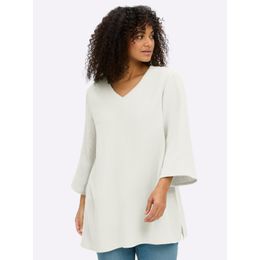 sheego Damen Tunika aus Musselin, in A-Linie, ecru, Gr&ouml;&szlig;e 54