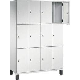 C+P Schlie&szlig;fachschrank Cambio, 4 Abteile, 12 F&auml;cher, auf F&uuml;&szlig;en, B 1200 x T 525 x H 1980 mm, lichtgrau
