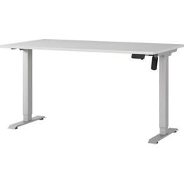 Schreibtisch Profi 2.0, elektrisch h&ouml;henverstellbar, B 1400 x T 800 x H 710 - 1190 mm, lichtgrau/silber