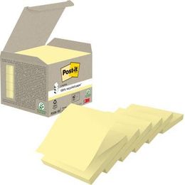 Post-it&reg; Haftnotizen Recycling Z-Notes R330-1B, B 76 x T 76 mm, PEFC&reg;-Papier, gelb, 6 Bl&ouml;cke, 100 Blatt/Block