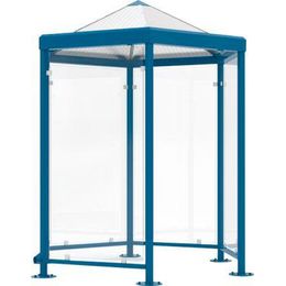 Sechseck-Raucherpavillon Modell Paris (o. Seitenw&auml;nde), enzianblau RAL 5010