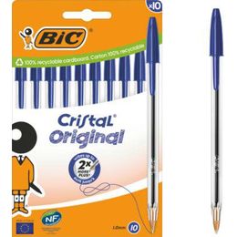 BIC Cristal Original Kugelschreiber Blau, 10er Box, 1,0 mm, mittlere Spitze