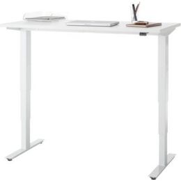 Schreibtisch, elektrisch h&ouml;henverstellbar, T-Fu&szlig; ohne Traverse, B 1300 x T 650 x H 605&ndash;1265 mm, wei&szlig;/wei&szlig;