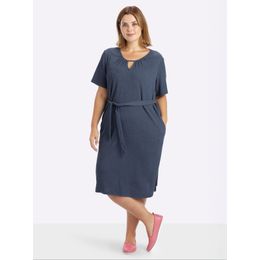 sheego Gro&szlig;e Gr&ouml;&szlig;en Stretchkleid mit Bindeg&uuml;rtel, rauchblau, Gr&ouml;&szlig;e 44 - Damen