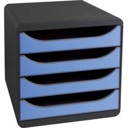 Exacompta Schubladenbox Big Box Iderama Eisblau, 4 offene Schubladen, A4/A4+/24x32 cm, leise, Sicherheitsstopp