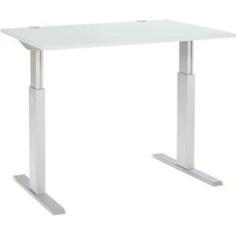 Sch&auml;fer Shop Sch&auml;fer Shop Select Schreibtisch ERGO-T, elektrisch h&ouml;henverstellbar, Rechteck, T-Fu&szlig;, B 1200 x T 800 x H 725-1185 mm, lichtgrau/wei&szlig;aluminium