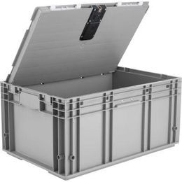 Eurobeh&auml;lter Serie R-KLT Boxy, geschlossen, mit Deckel, Kunststoff recycelt, B 595 x T 395 x H 278 mm, 52,1 l, grau, 1 St&uuml;ck