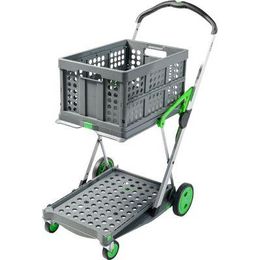 Klappmobil Clax&reg;, 2 Etagen, Tragkraft bis 60 kg, Lenk- & Bockrollen, inkl. 46 l Klappbox, Aluminium & Kunststoff, grau/gr&uuml;n