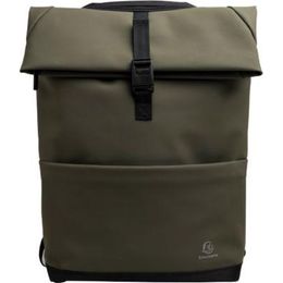 Exacompta Exactive&reg; Young Laptoprucksack, 15,6&Prime;, 2 F&auml;cher, wasserabweisendes PU, gepolstert, mit Trolley-Schlaufe & Flaschentasche, RPET, khaki