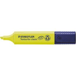 Staedtler Textmarker Textsurfer Classic, Keilspitze, Strichst&auml;rke 1-5 mm, nachf&uuml;llbar, mit Drehkappe, Recycling-Kunststoff, Schreibfarbe gelb, 1 St&uuml;ck