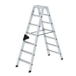 Munk Aluminium-Stufen-Stehleiter, Rechteckrohr-Holme, konische Holmf&uuml;hrung, nivello&reg; Leiterschuhe, ergo-pad&reg; Griffzone, bis 150 kg, 14 Stufen