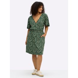 sheego Gro&szlig;e Gr&ouml;&szlig;en Jerseykleid mit Fl&uuml;gel&auml;rmeln, moos-pistazie-bedruckt, Gr&ouml;&szlig;e 50 - Damen