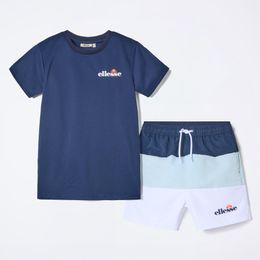 Shirt & Hose Ellesse "VASCERO TEE & SHORT SET", Jungen, Gr. 128/134 (8/9), navy, light b, Obermaterial: 100% Polyester, KOB Set-Artikel Shirt & Hose, 2-teiliger Set, aus Polyester, pflegeleicht