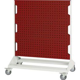 Bott mobiles Lochplatten-System Perfo Rack, 6 Lochplatten, B 1000 x T 550 x H 1250 mm, Stahl, lichtgrau RAL 7035/purpurrot RAL 3004
