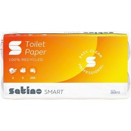 satino Toilettenpapier Smart, 2-lagig, mit Pr&auml;gung, L 27,5 m x B 94 mm, Recycling-Papier, wei&szlig;, 8 x 250 Blatt