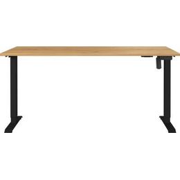 Schreibtisch Athen, elektrisch h&ouml;henverstellbar, Rechteck, T-Fu&szlig;, Memorybedienpanel, B 1600 x T 800 x H 720-1190 mm, Navarra Eiche/schwarz