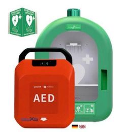 Defibrillator MEDX5 HeartSave YA, automatische Schockabgabe, Sprachausgabe DE/EN, IP55, PVC-Wandkasten inkl. Alarm, ohne HLW-Feedback-Sensor